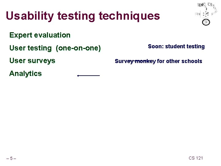 CS 121 Ordering Chaos Usability Testing Mike Michael