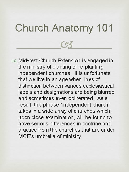 Church Anatomy 101 An overview of the characteristics