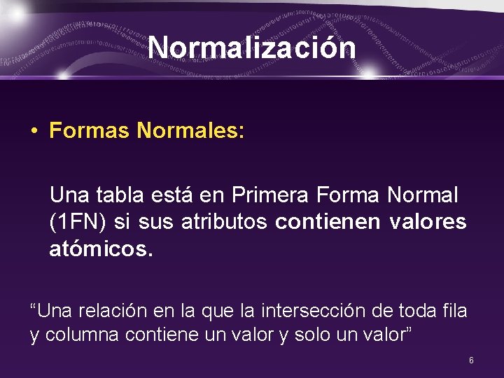 Normalizacin Base de Datos I Normalizacin Definicin La