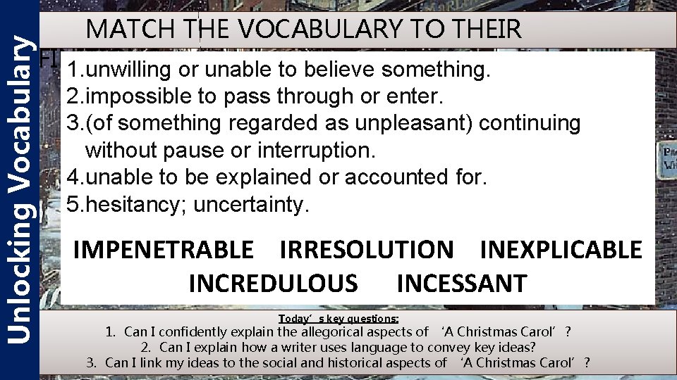 LESSON FOUR sso Unlocking Vocabulary MATCH THE VOCABULARY