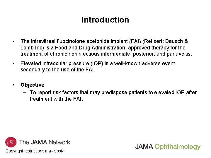 JAMA Ophthalmology Journal Club Slides Intraocular Pressure Risk