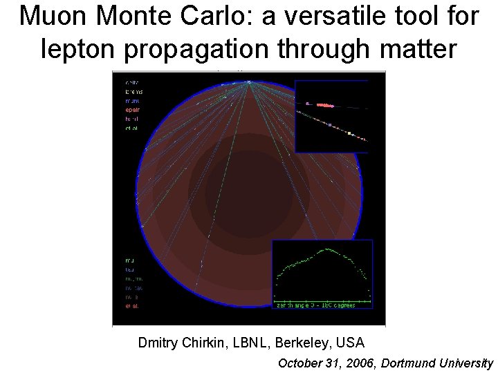 Muon Monte Carlo a versatile tool for lepton