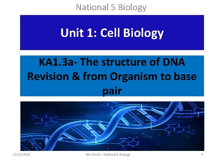 National 5 Biology Unit 1 Cell Biology KA
