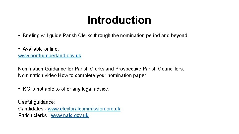 Parish Elections 6 May 2021 Parish Nomination Briefing