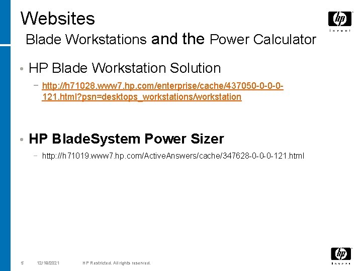 Power Calculator Exercise xw 460 c Blade Workstation