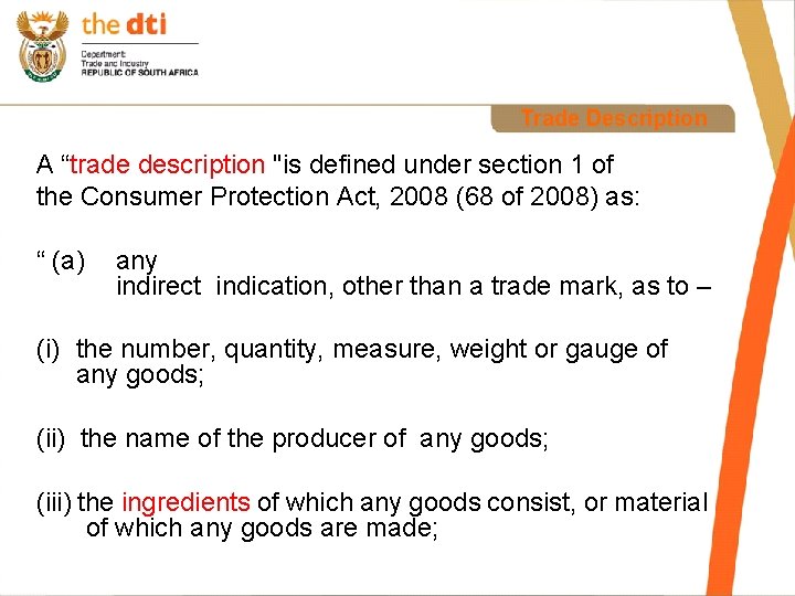 MEAT LABELING IN SOUTH AFRICA PRESENTATION ANDISA POTWANA