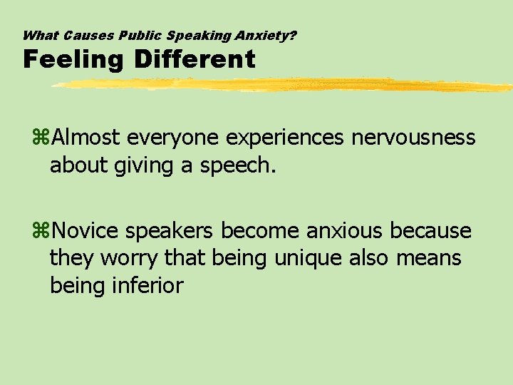 Chapter Five Managing Speech Anxiety Chapter Five Table