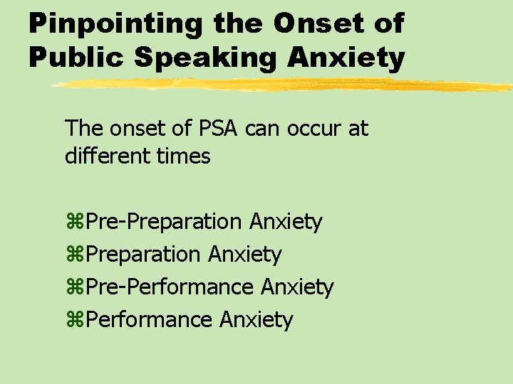 Chapter Five Managing Speech Anxiety Chapter Five Table