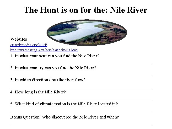 Famous World Rivers Scavenger Hunt Welcome My name