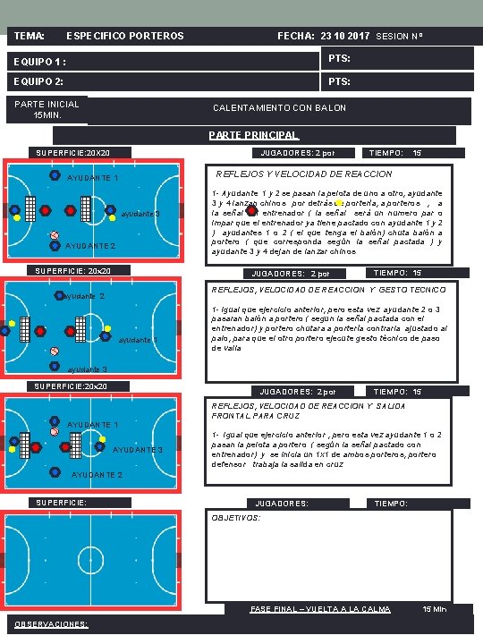 TEMA ESPECIFICO PORTEROS FECHA 23 10 2017 SESION