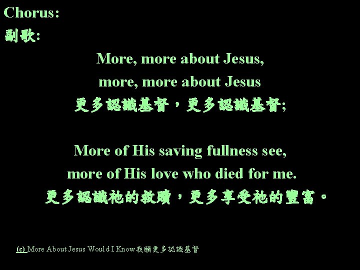 More About Jesus Would I Know More about