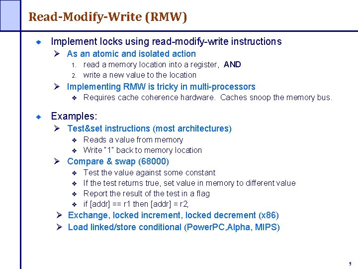 Mutual Exclusion Primitives and Implementation Considerations 1 Too