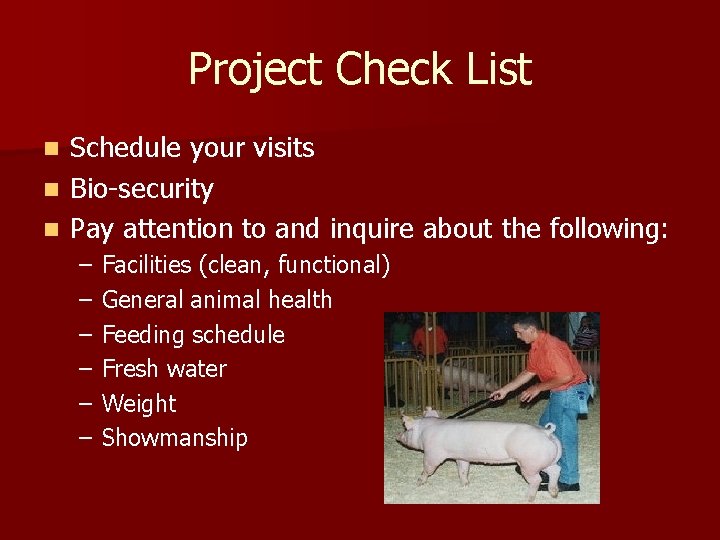 4 H Swine Facilities Project Check List Texas