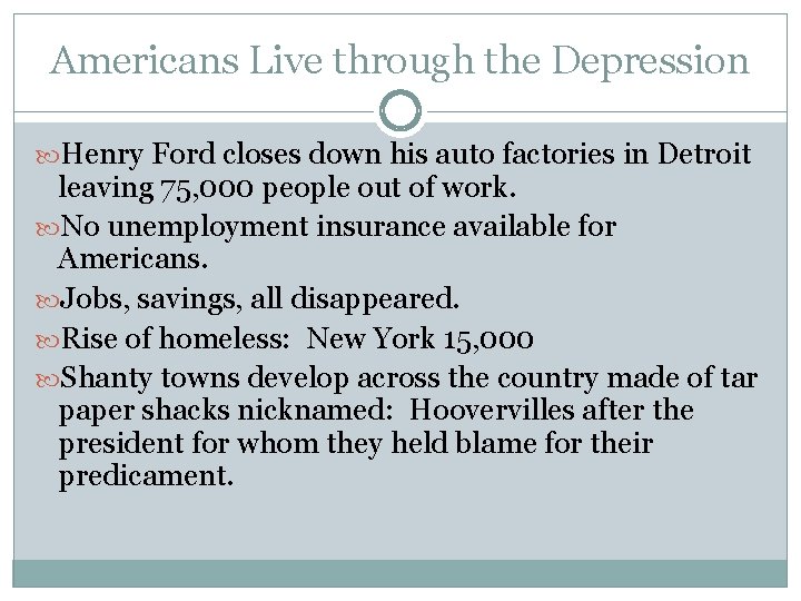 The Great Depression THE GREAT DEPRESSION AND WORLD