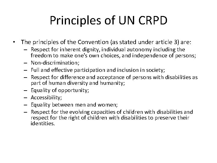 Disability Policies and Legislation World Program of Action