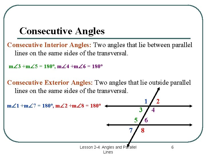 Lesson 2 4 Angles and Parallel Lines Lesson