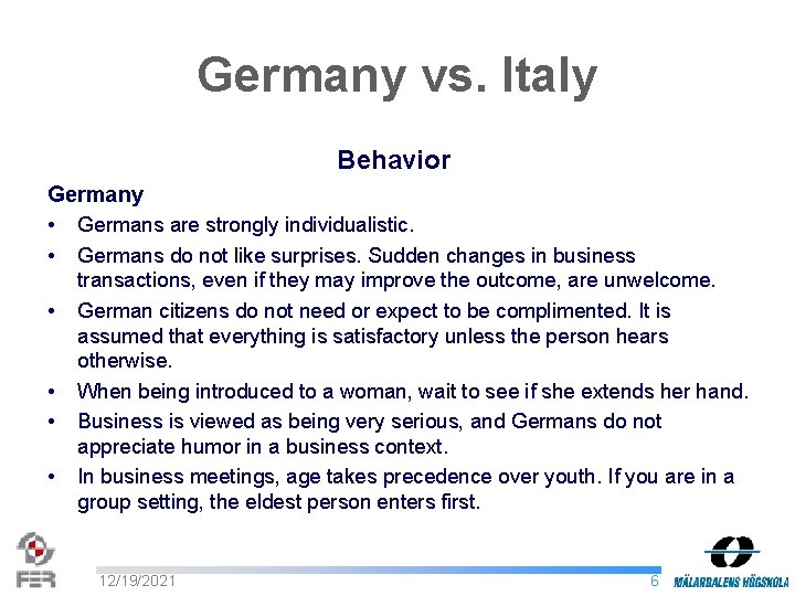 Nikica Budimir Cultural differences Germany vs Italy 12192021