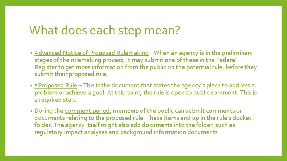 TRACKING RULES AND THEIR SUPPORTING DOCUMENTS Presented by