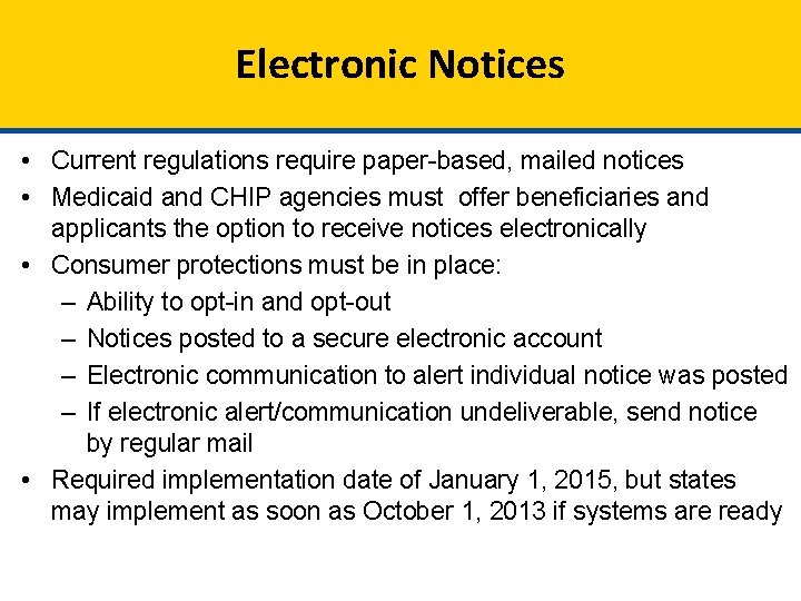 Overview of Eligibility Enrollment II Final Rule Medicaid