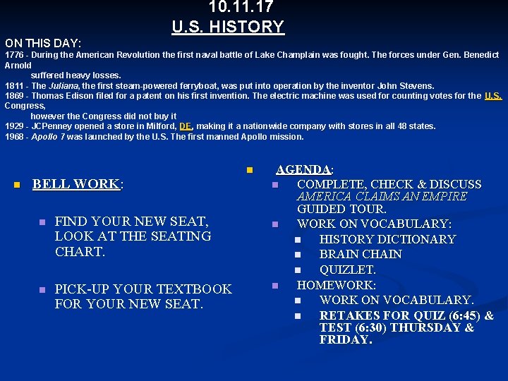 10 11 17 U S HISTORY ON THIS