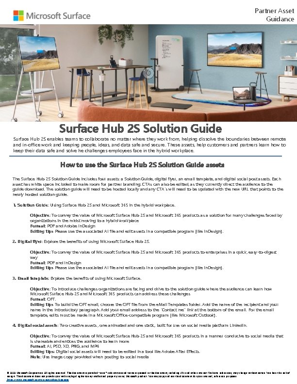 Partner Asset Guidance Surface Hub 2 S Solution