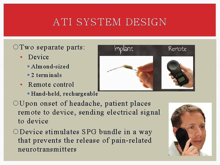 ATI NEUROSTIMULATION SYSTEM Electronic Aspirin Presentation by Sarah