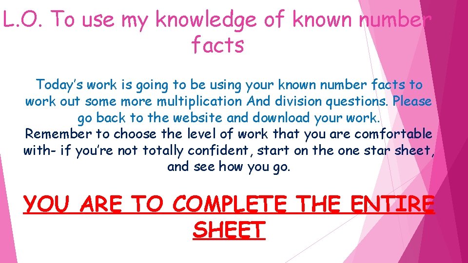 Using known number facts Summer 2 week 1