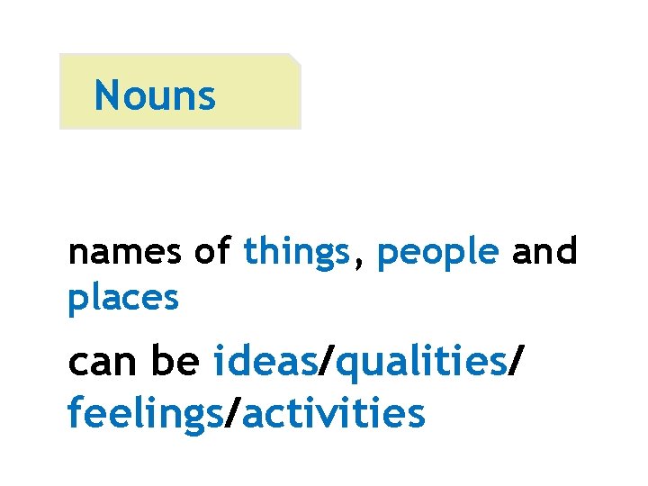 Countable and uncountable nouns Nouns names of things