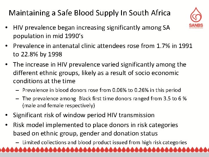 Management of Risk and Blood Availability in Donor