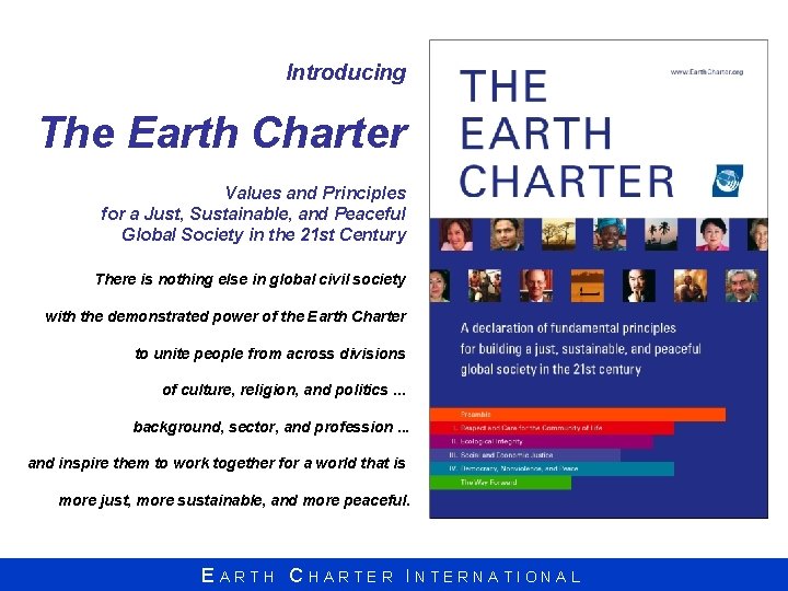 Introducing The Earth Charter Values and Principles for