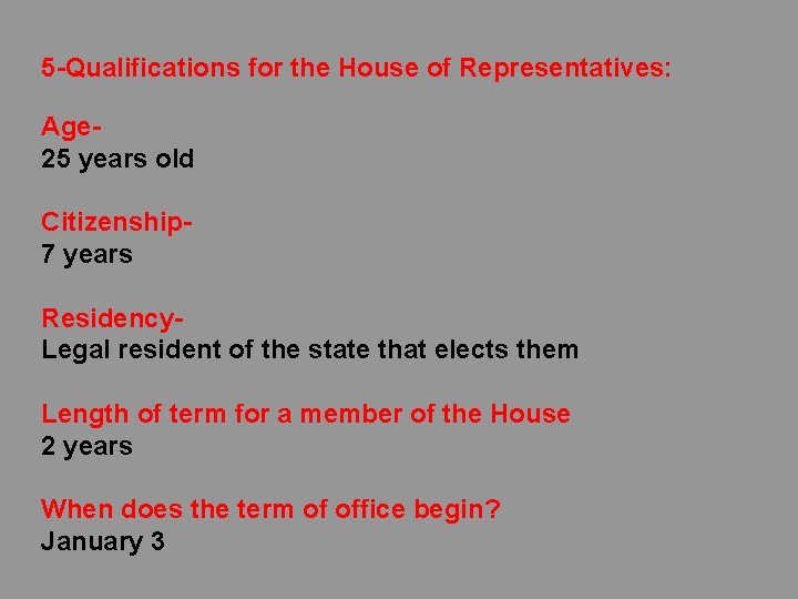 CONGRESIONAL MEMBERSHIP 1 Explain how the US Congress