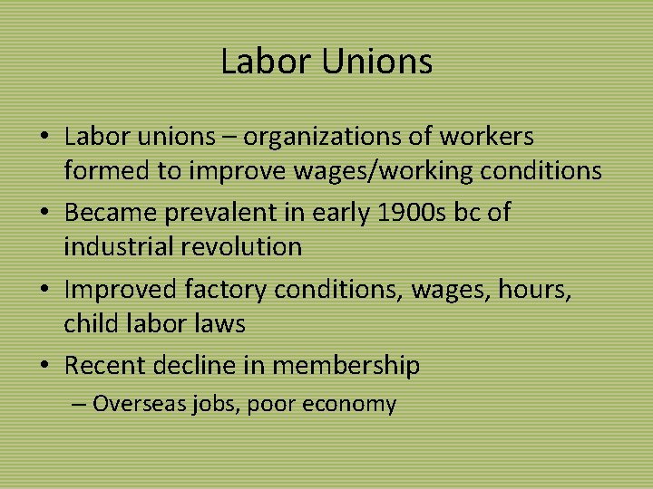 Unit 10 Personal Finance Businesses Labor Types of