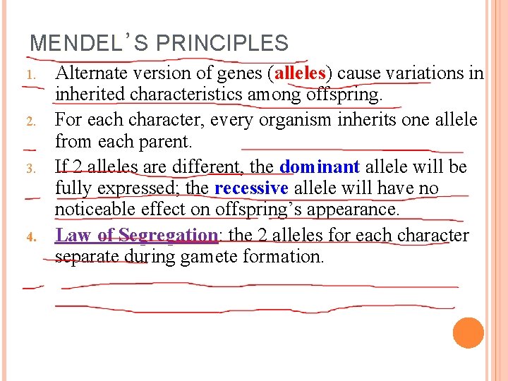MENDEL AND THE GENE IDEA CHAPTER 11 WHAT