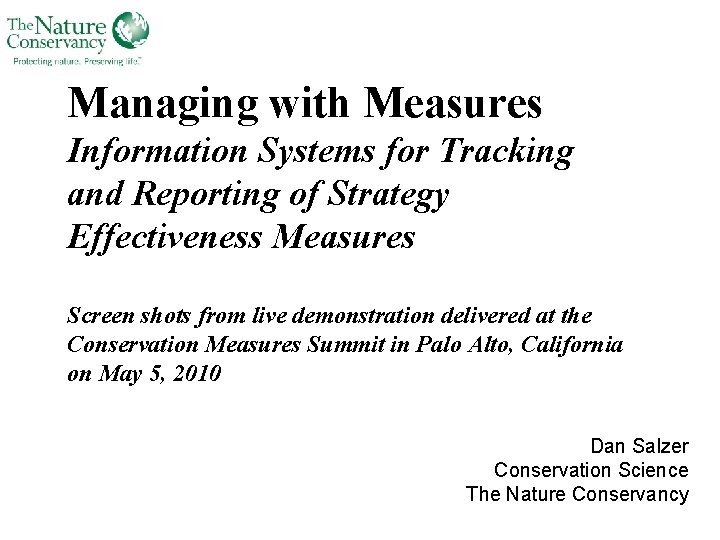 Managing with Measures Information Systems for Tracking and