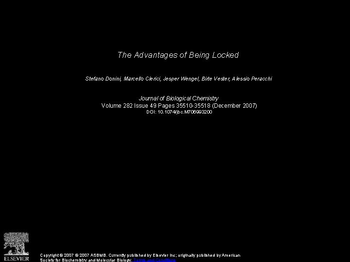 The Advantages of Being Locked Stefano Donini Marcello