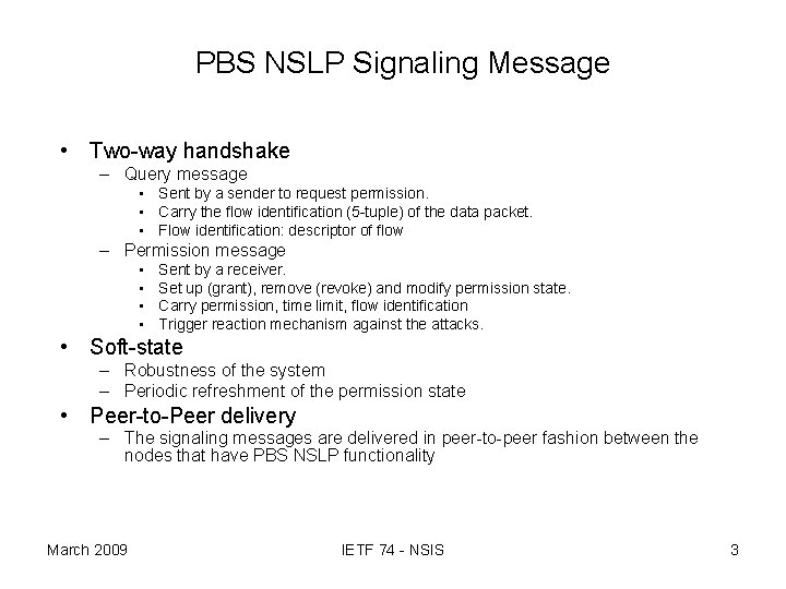 Implementation of PermissionBased Sending PBS NSLP Network Traffic