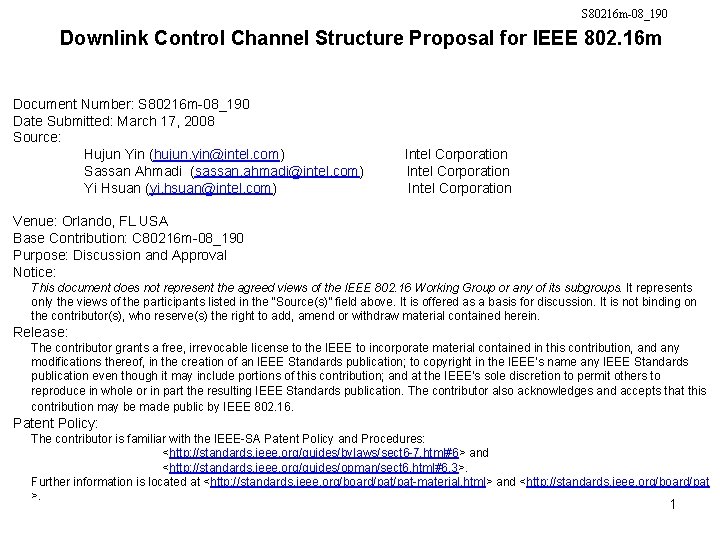 S 80216 m08190 Downlink Control Channel Structure Proposal