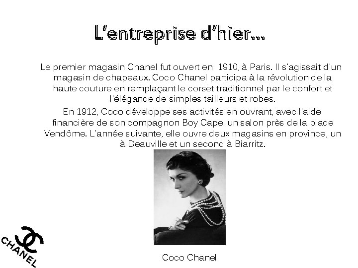 Prsentation de lentreprise Dnomination social La maison Chanel