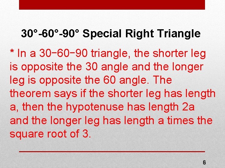 Special Right Triangles Keystone Geometry 1 Review Parts