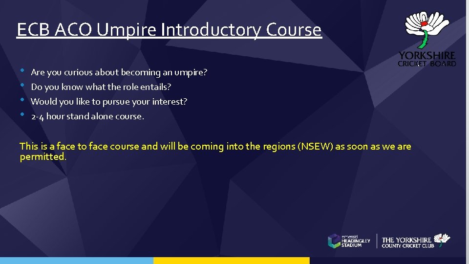 ACO DROP IN SESSION Yorkshire Cricket Board Agenda