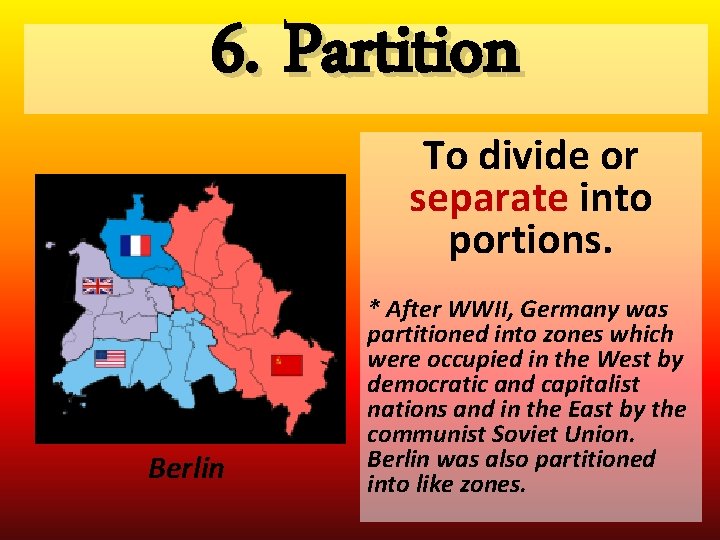 Post WWII Vocabulary 1 Baby Boom A marked