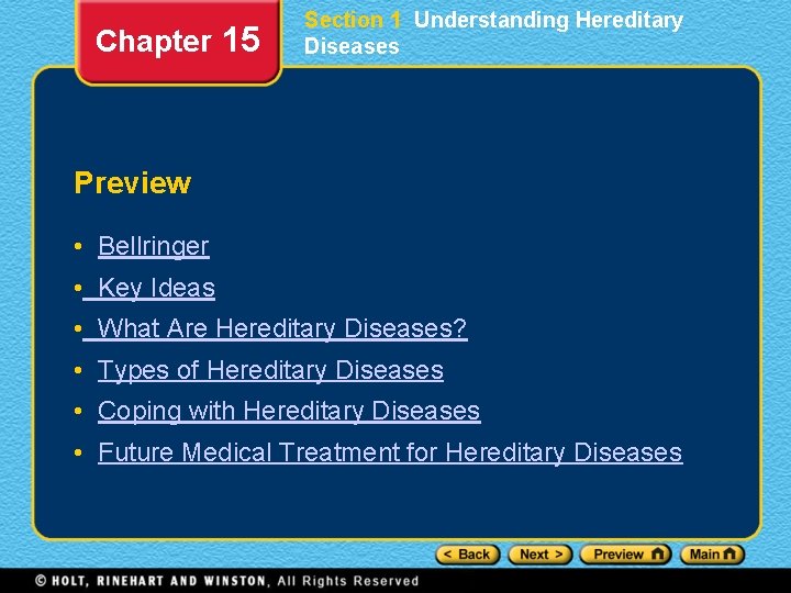 Chapter 15 Section 1 Understanding Hereditary Diseases Preview