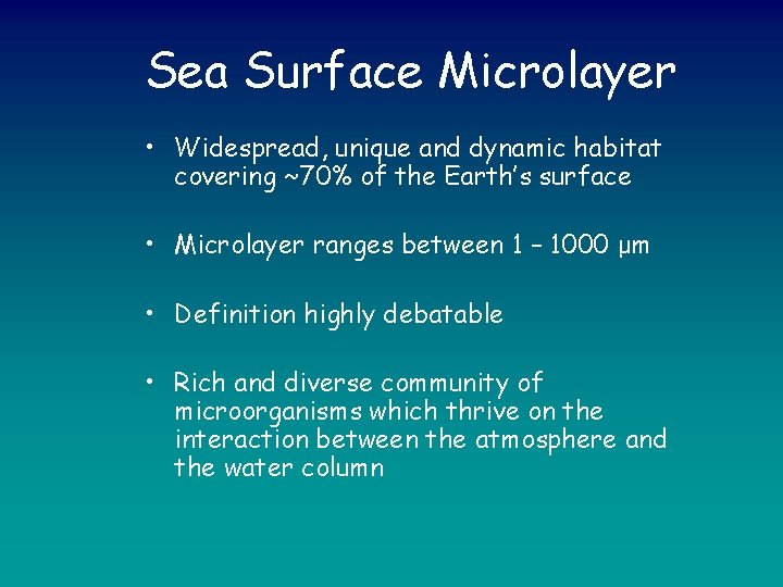 The Role of the Bacterioneuston in Sea Gas