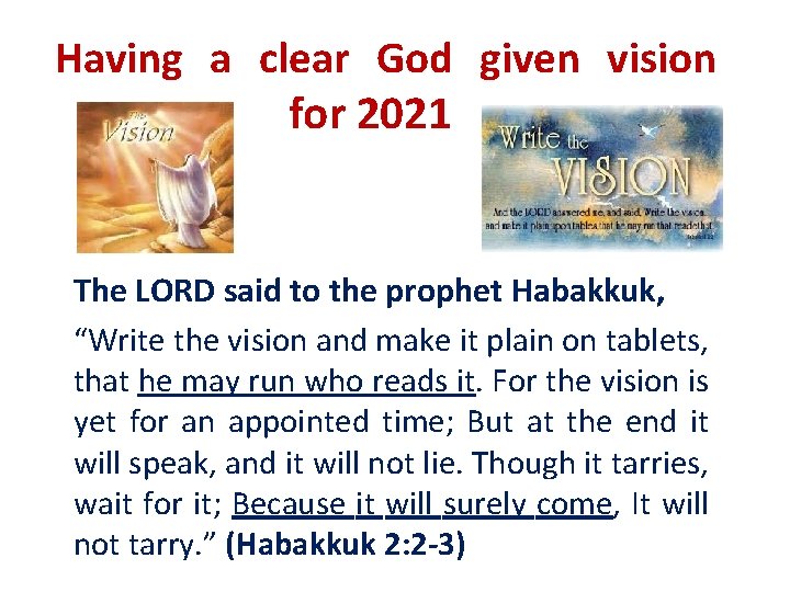 Having a clear God given vision for 2021