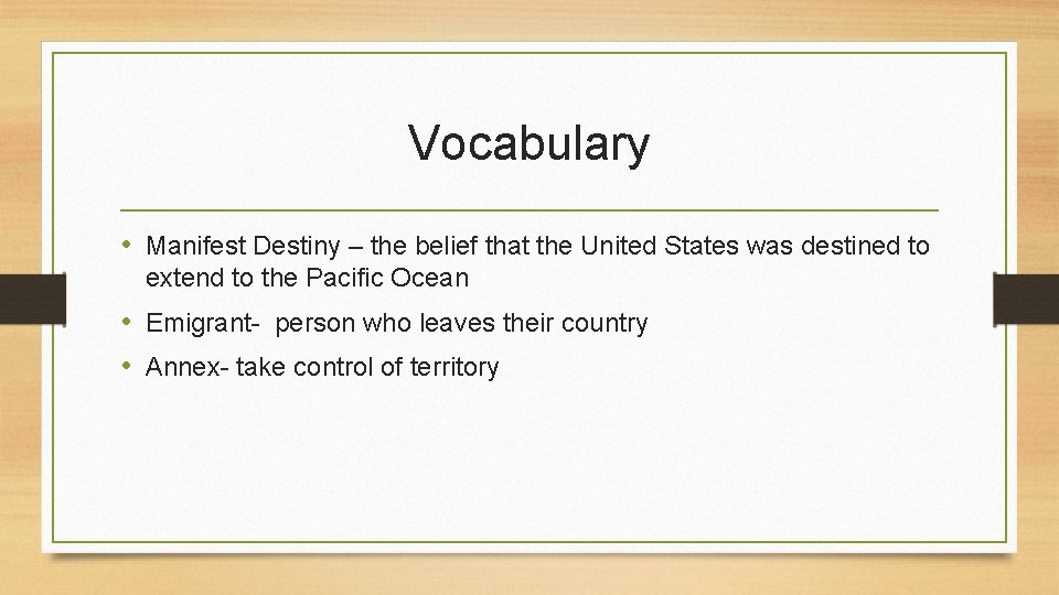 Westward Expansion EQ What leads to conflict Bellringer