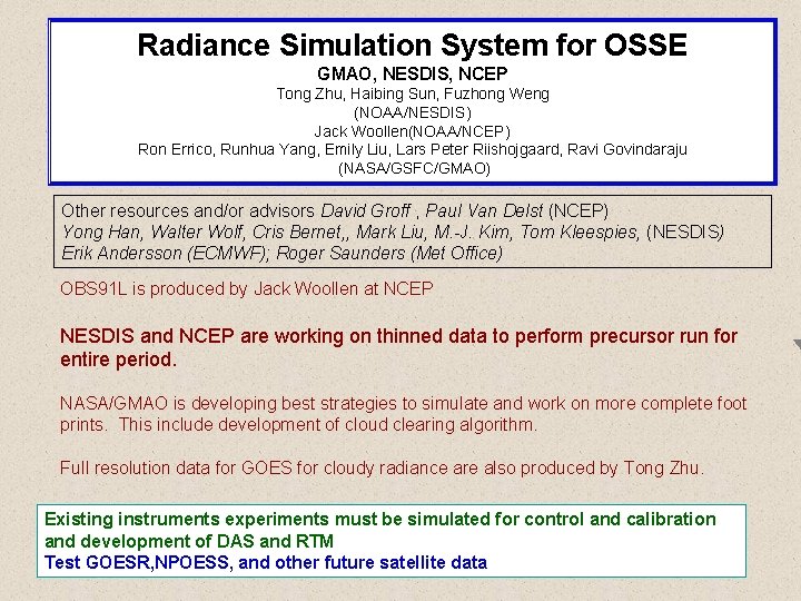 Simulation of Observation Simulation of Conventional Observations Jack