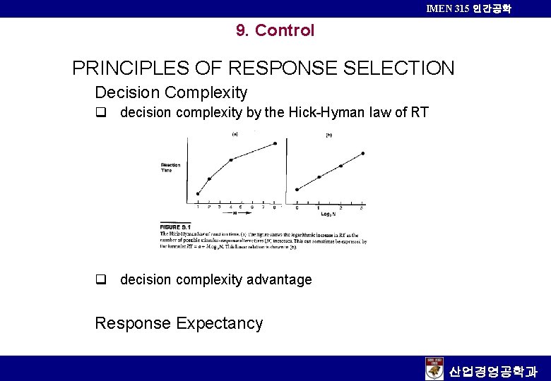 IMEN 315 9 Control PRINCIPLES OF RESPONSE SELECTION