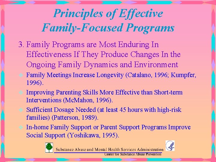 FamilyFocused Prevention of Substance Abuse Karol L Kumpfer
