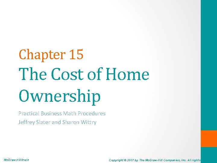 Chapter 15 The Cost of Home Ownership Practical
