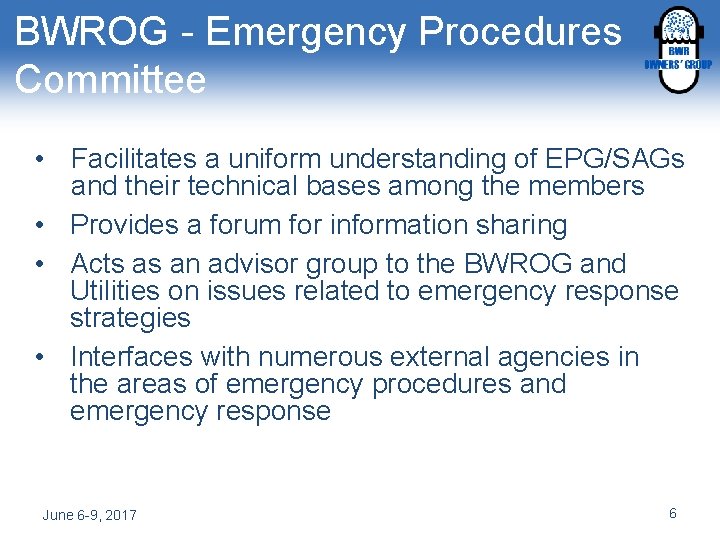 BWROG EMERGENCY PROCEDURES AND SEVERE ACCIDENT GUIDELINES EPGSAG